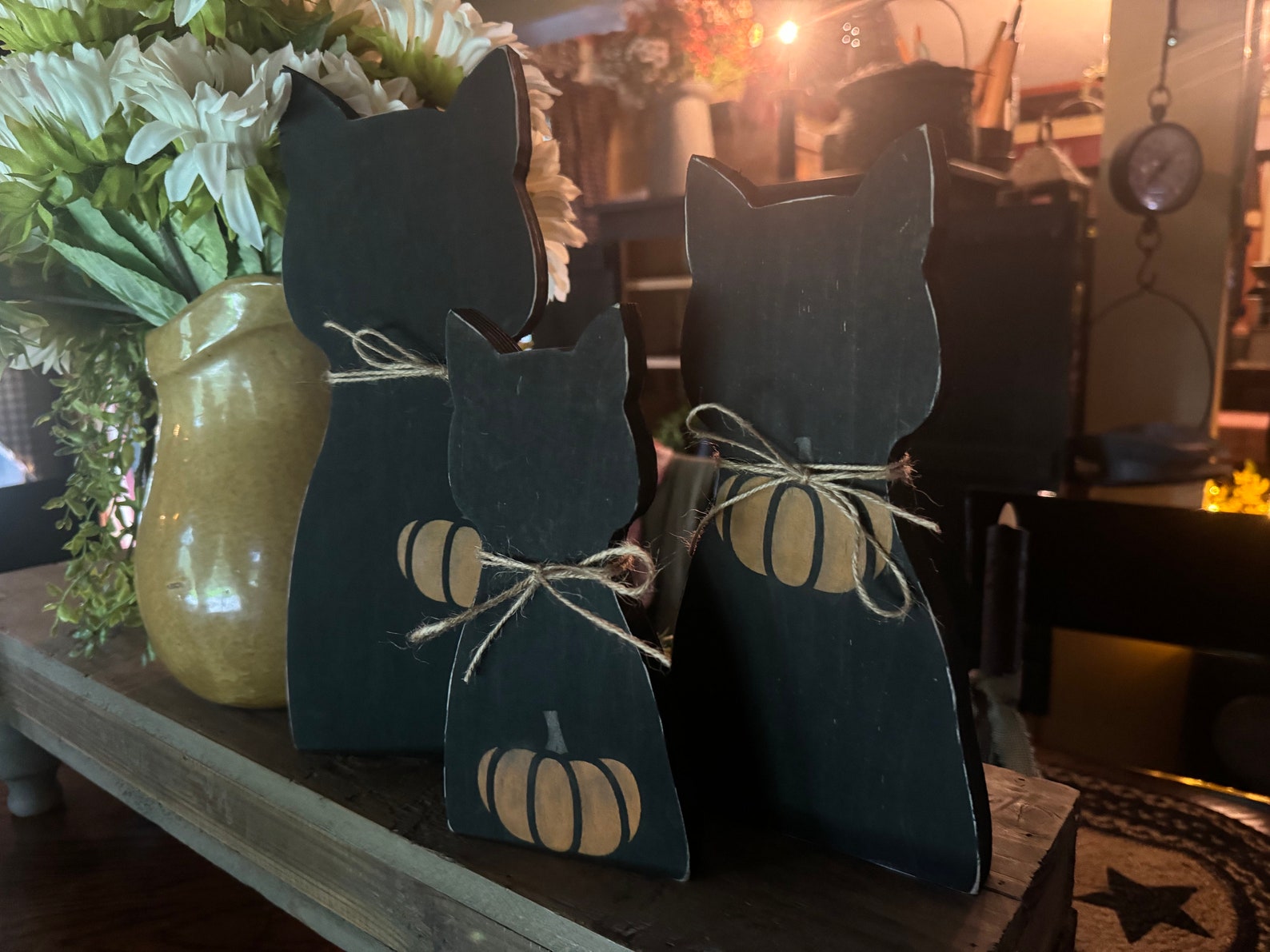 Primitive Wood Cats, Seasonal Decor, Halloween Decor, Stand up Cats - Etsy