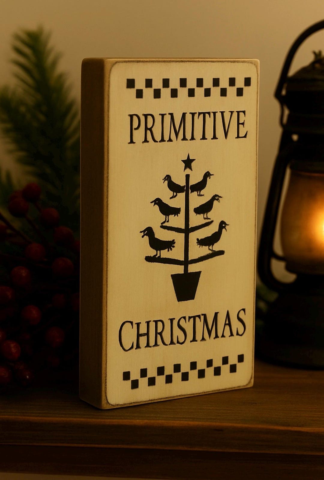 Primitive Christmas Sign, Crow Tree Farmhouse Decor, Rustic Holiday ...