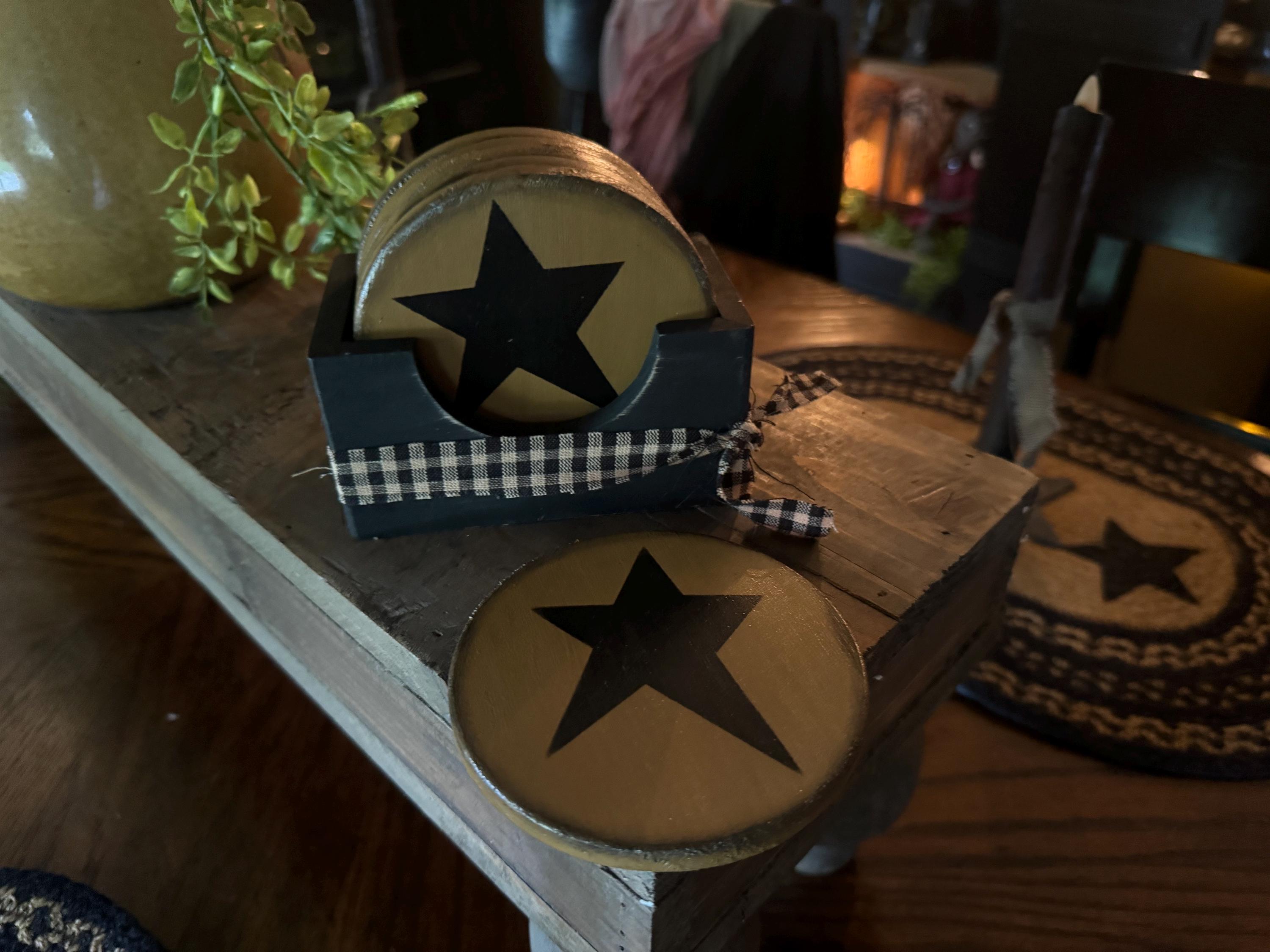 Primitive Wood Star Coasters, Primitive Decor, Coasters, - Etsy