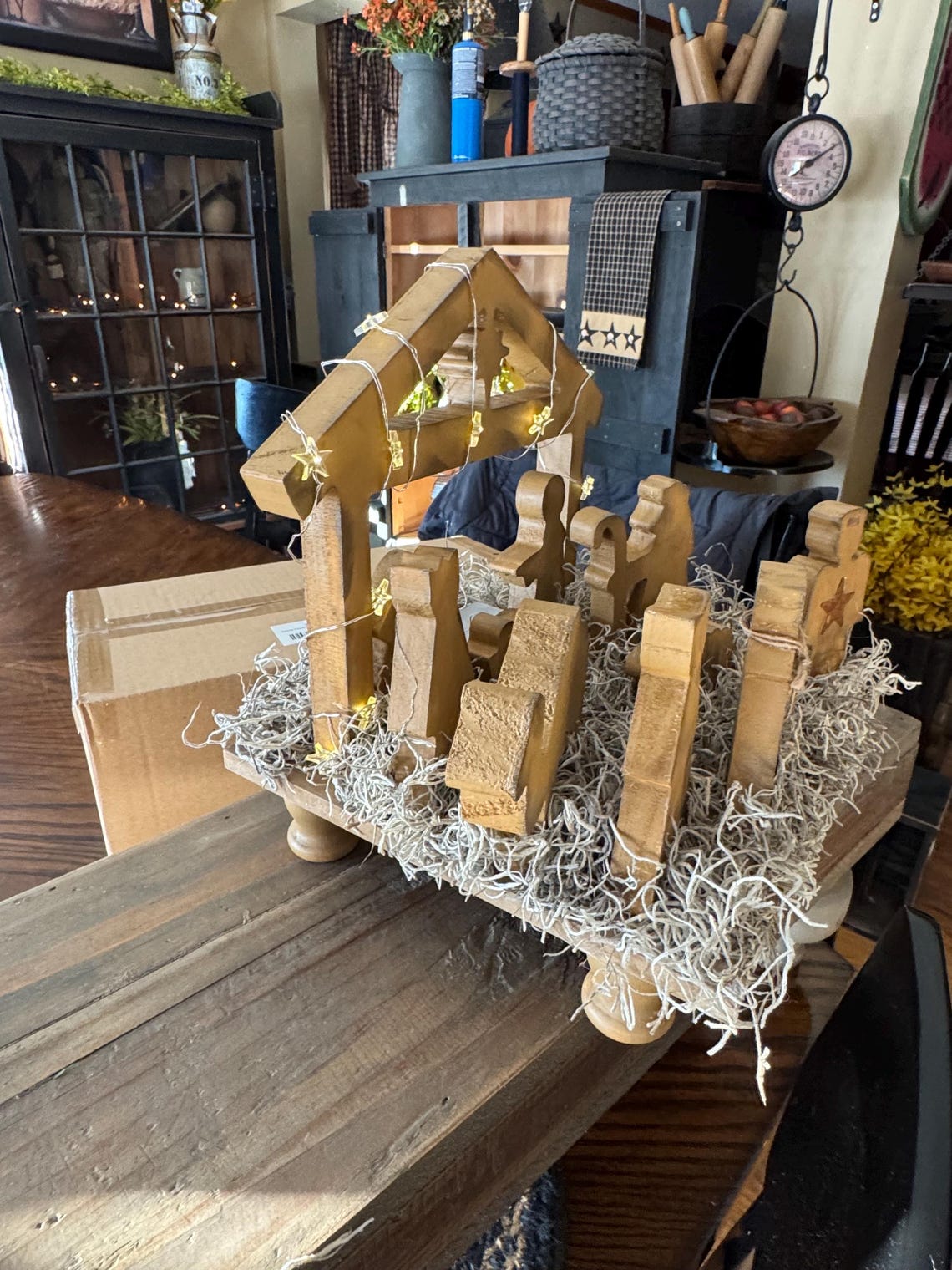 Primitive Wooden Nativity Scene, Christmas Story, Birth of Jesus ...