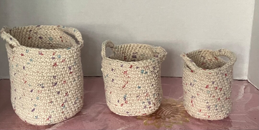 Nesting Baskets Set of 3 Handmade From 100% Cotton Yarn. - Etsy