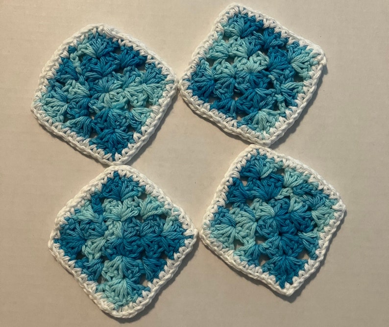 Blueberry Burst Granny Square Coasters Set of 4. Handmade From 100% ...