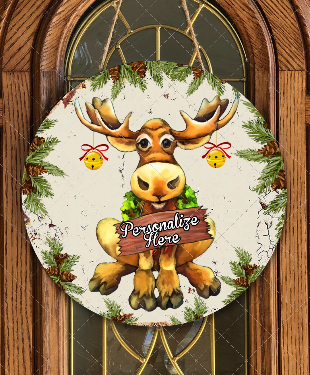 Christmas Moose Wreath Center, Personalize, Christmas Sublimation ...