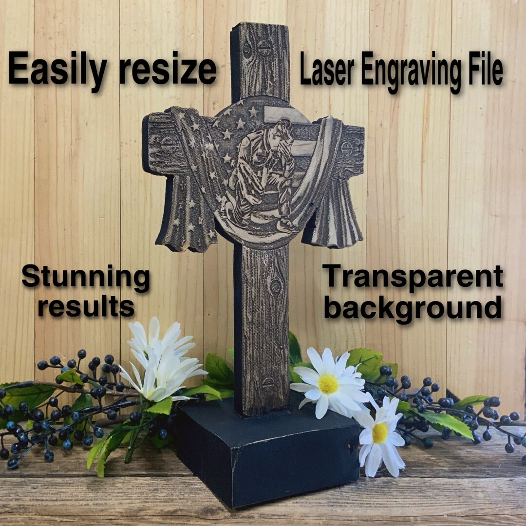 Glowforge File, Xtool File, Laser Engraving File, Thin Blue Line Cross ...