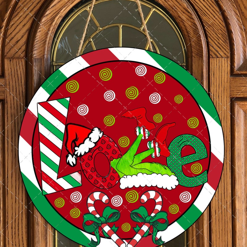 Grinch Sign for Wreaths - Etsy