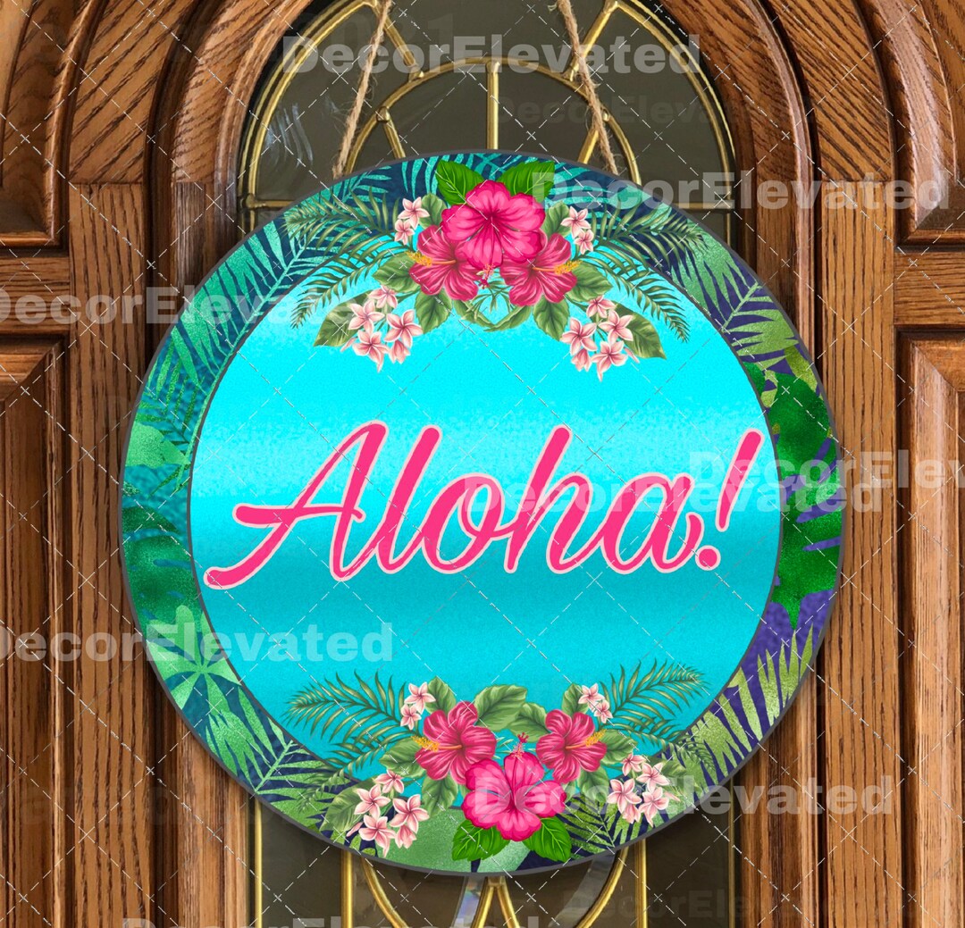 Aloha Wreath Center, Door Hanger, Wall Art, DTG, Sublimation Digital ...