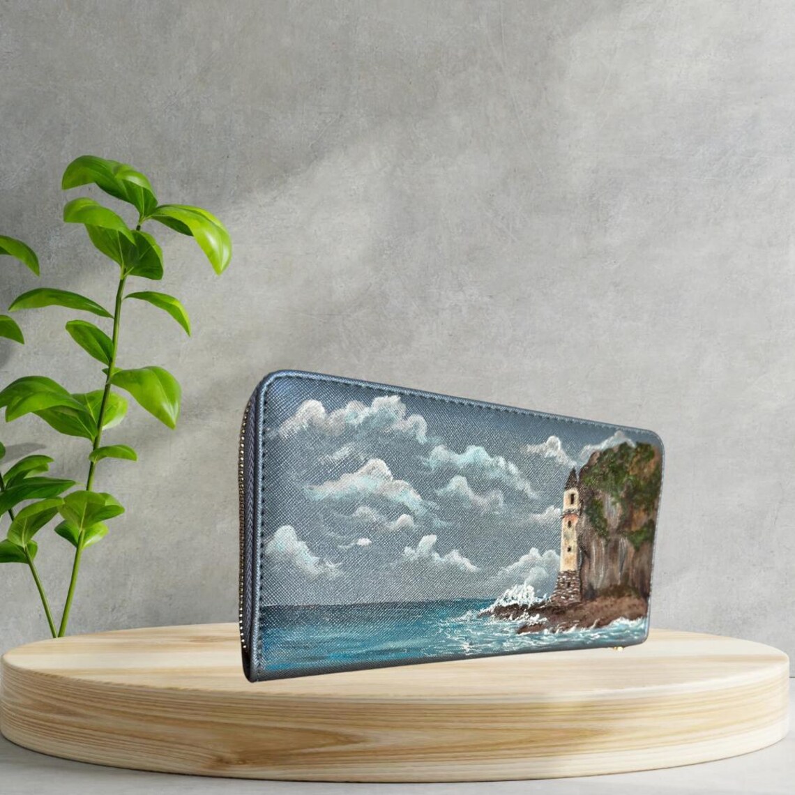 Custom Hand Painted Travel Wallet With Laguna Beach Tower - Etsy