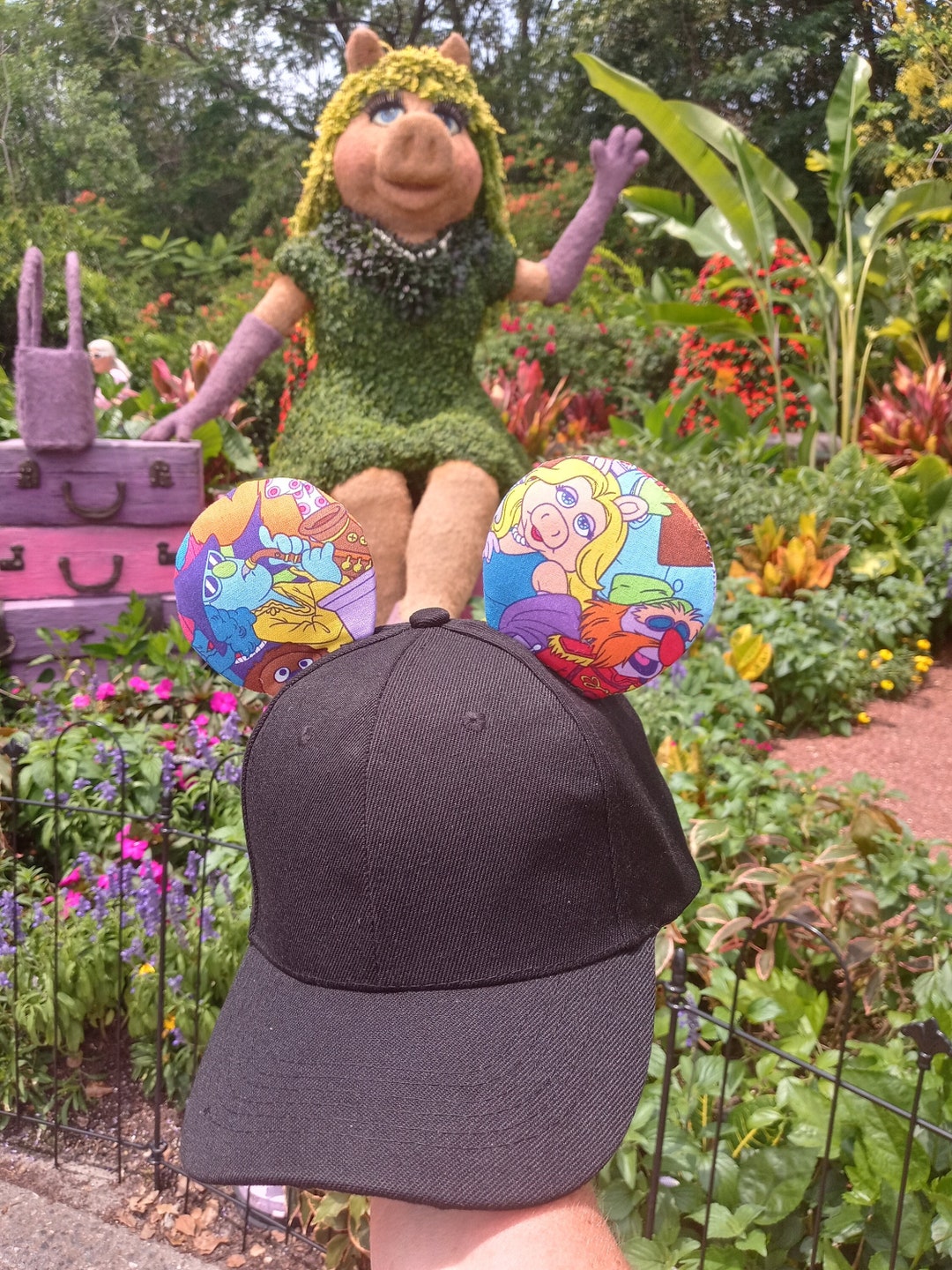 Muppets Mickey Ears on Baseball Cap, Electric Mayhem Mickey Ears on Hat ...