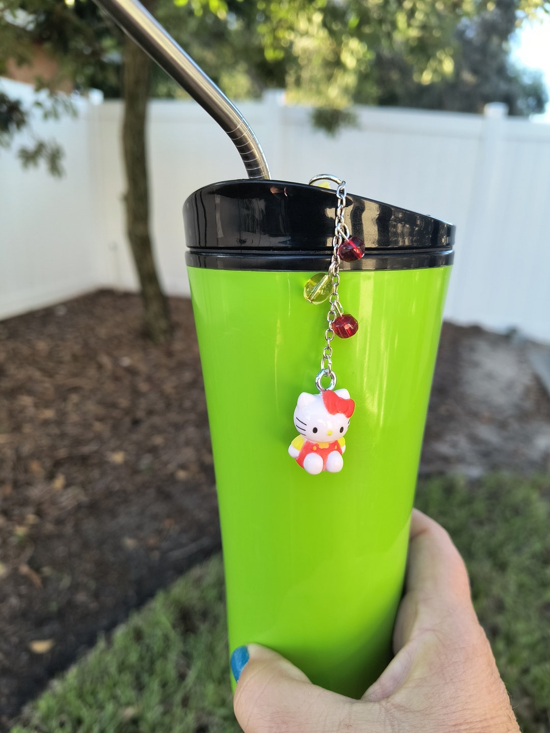 Hello Kitty Dangle, Kitty Straw Charm, Fancy Straw Bling, Regular Straw ...