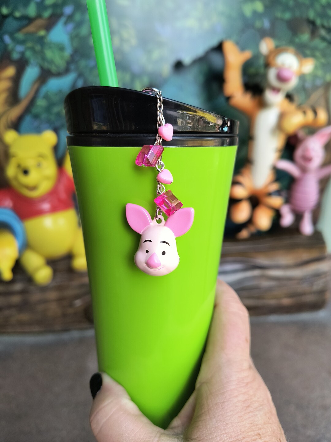 Piglet Bell Straw Dangle, 100 Acre Woods Bell Straw Charm, Disney Rides ...