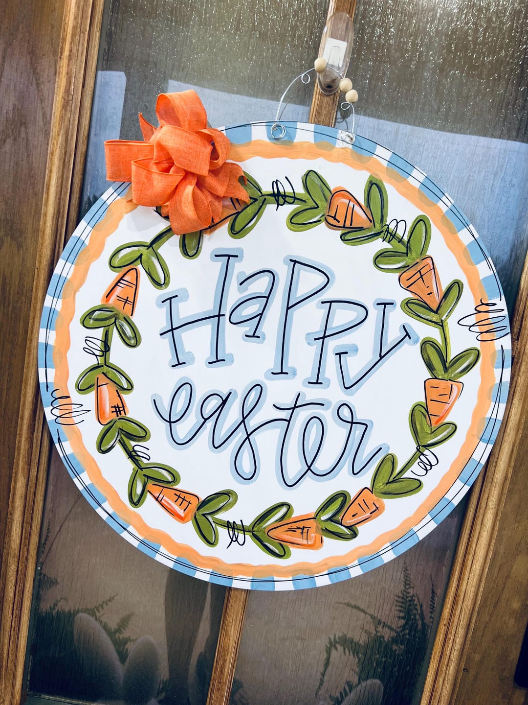 Happy Easter Round Door Hanger, Cute Easter Hanger, Carrot Easter ...