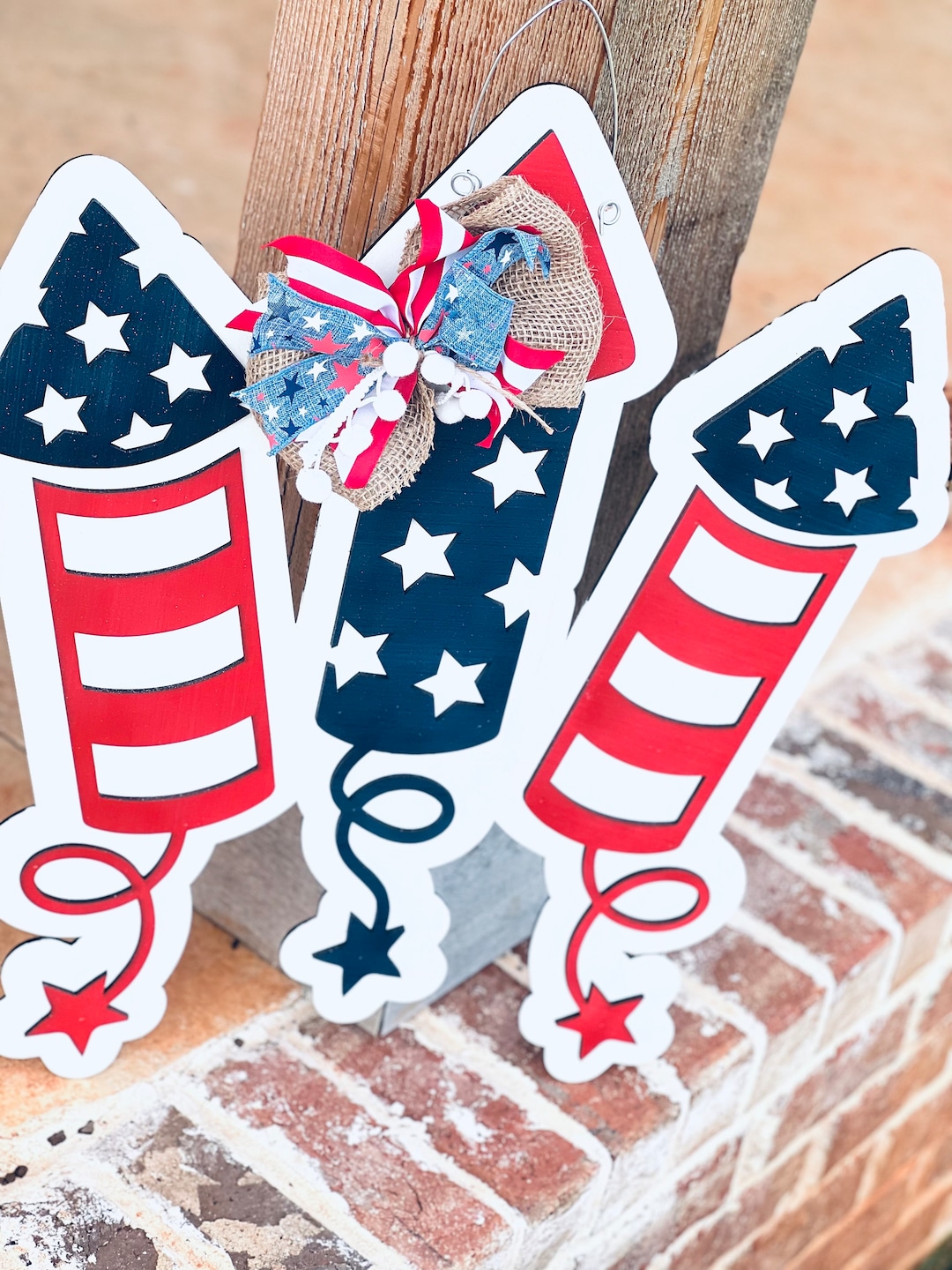 American Flag Firework Door Hanger - Etsy