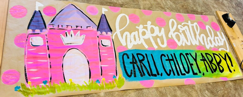 Hand Painted Custom Party Banner Birthday Banner Kraft Paper - Etsy