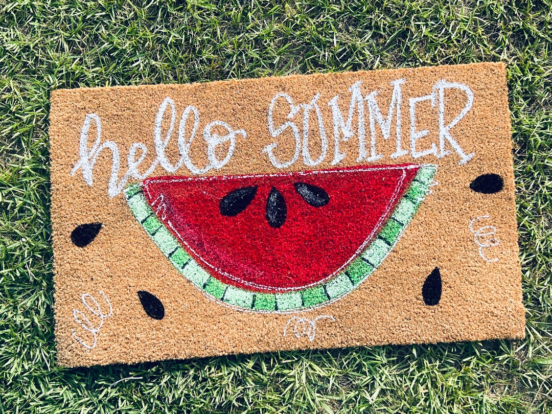 Hello Summer Coir Mat, Personalized Door Mat, Personalized Rug - Etsy