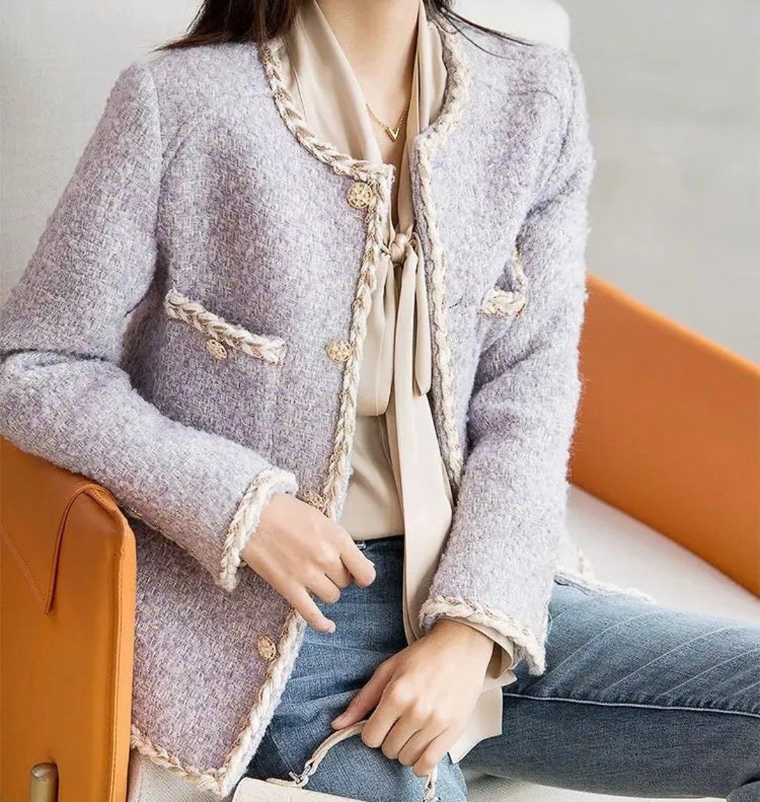 Elegant Lavender Tweed Jacket Blazer Short Coat Retro - Etsy