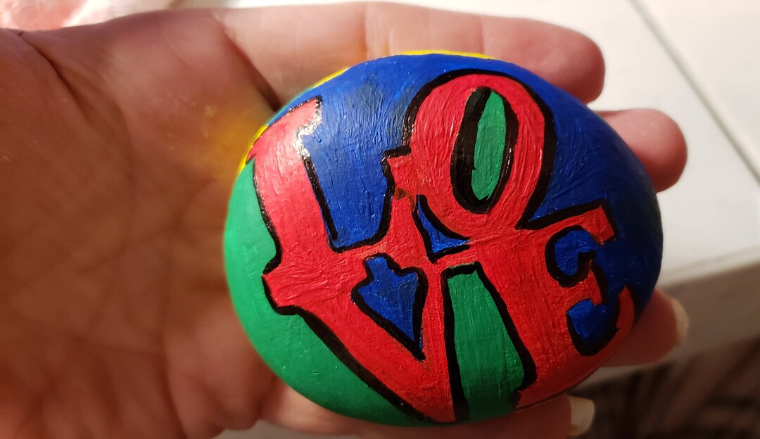 Hand Painted Rock, Pop Art Love Style - Etsy