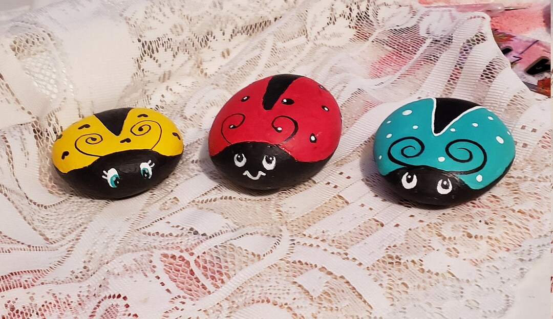 Hand Painted Ladybug Rocks, Stones Sealed for Indoors or Outdoors - Etsy