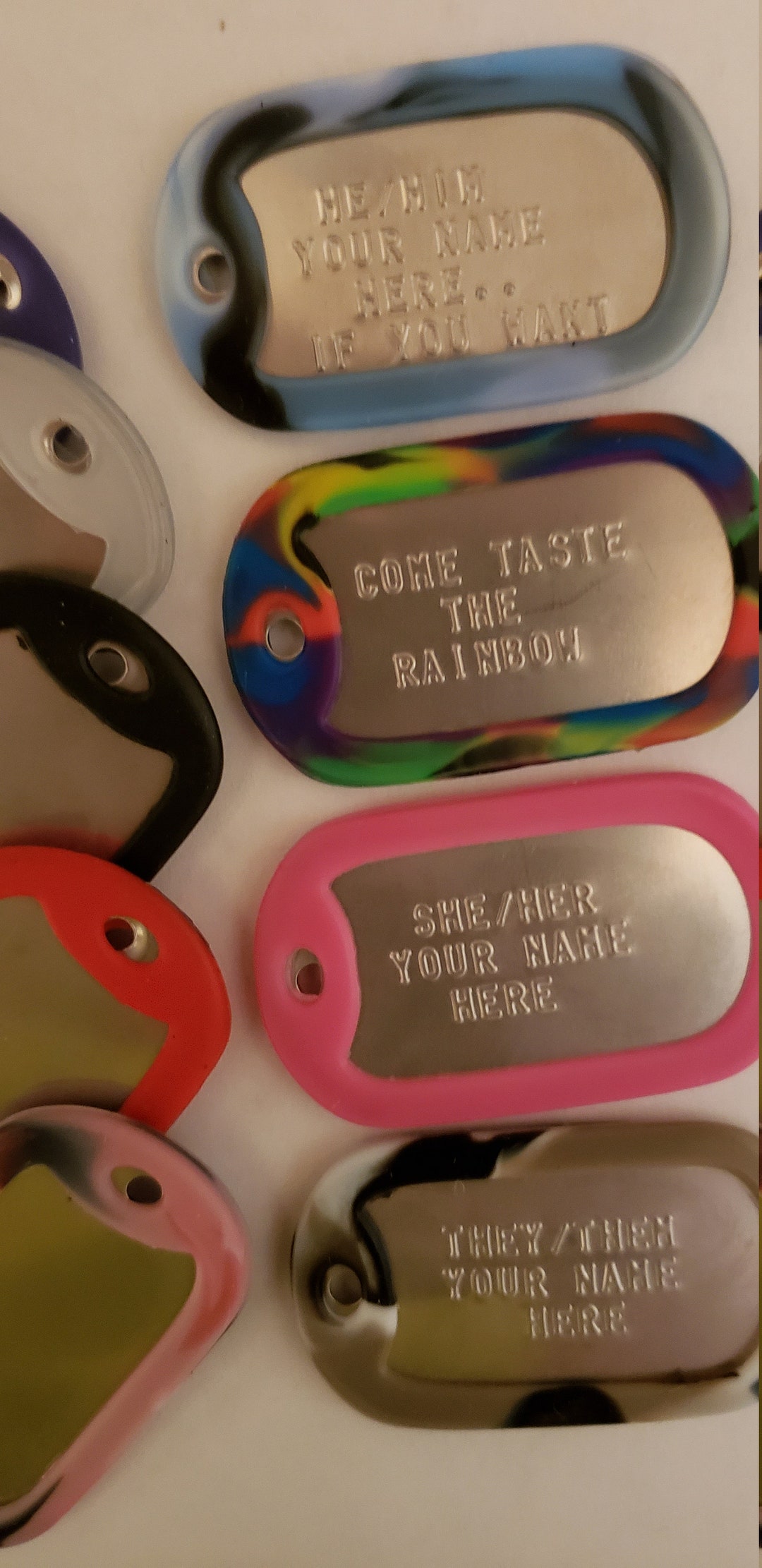 Custom Tags for Pride Pronoun Military Grade Dog Tags He/him She/her ...