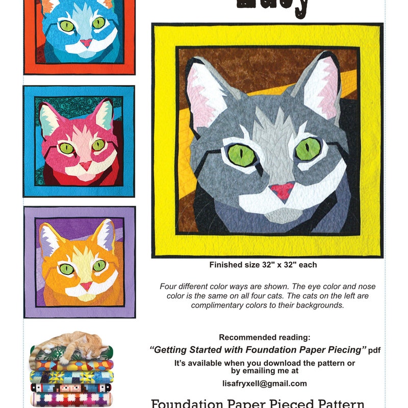 Paper Pieced Cat - Etsy