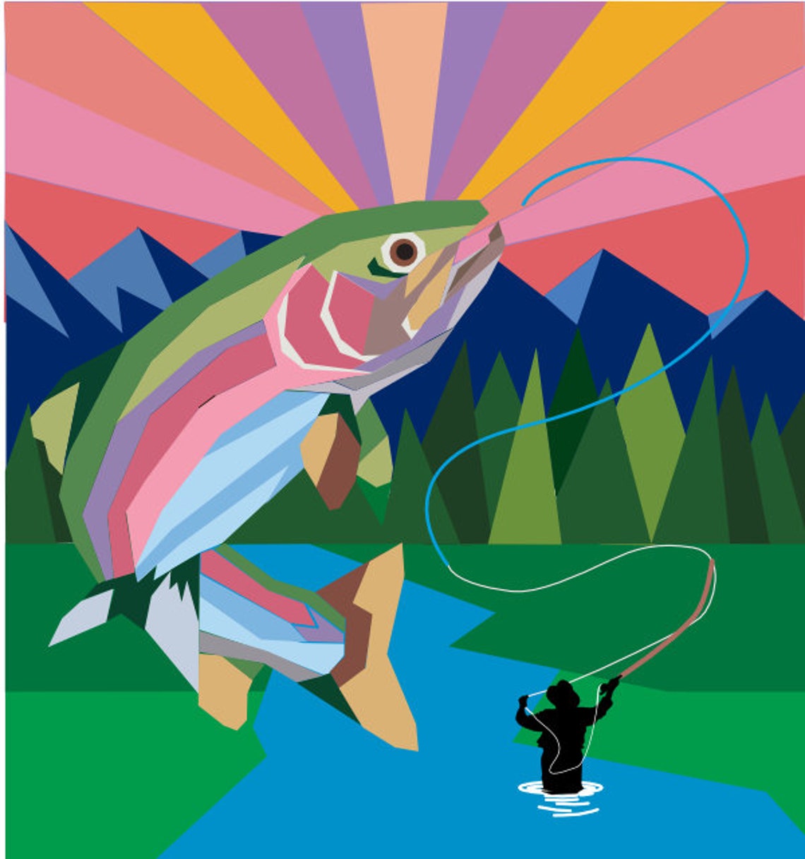 Jumping Trout - Etsy