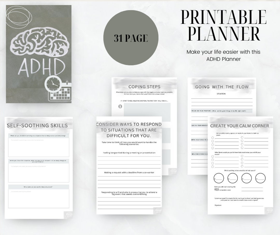 ADHD Planner (made by an Adhder) - PRINTABLE Adult ADHD Workbook ...