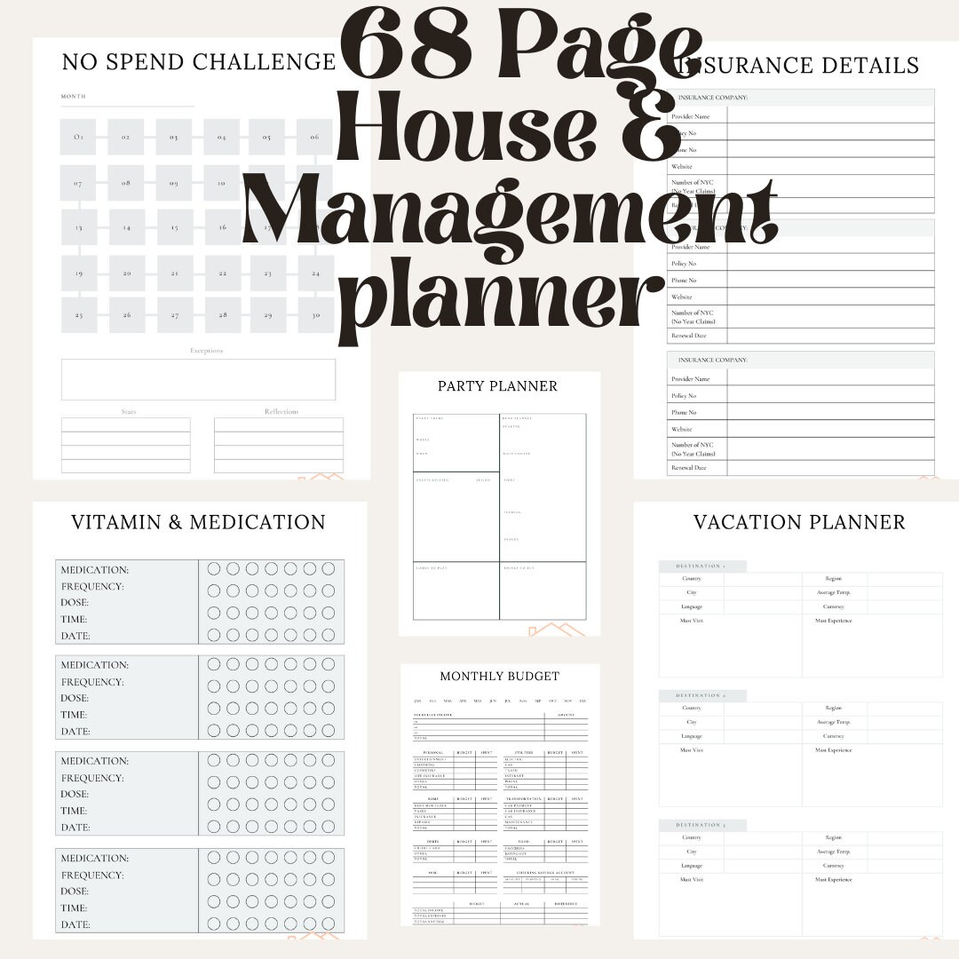 Printable Household Planner Cleaning Planner Digital Life Organizer ...
