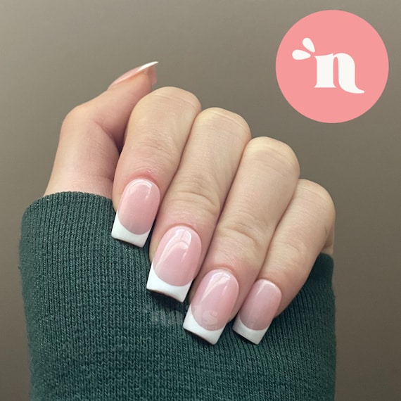 Misud Short Press On Nails Glossy Square Fake Nails Squoval False