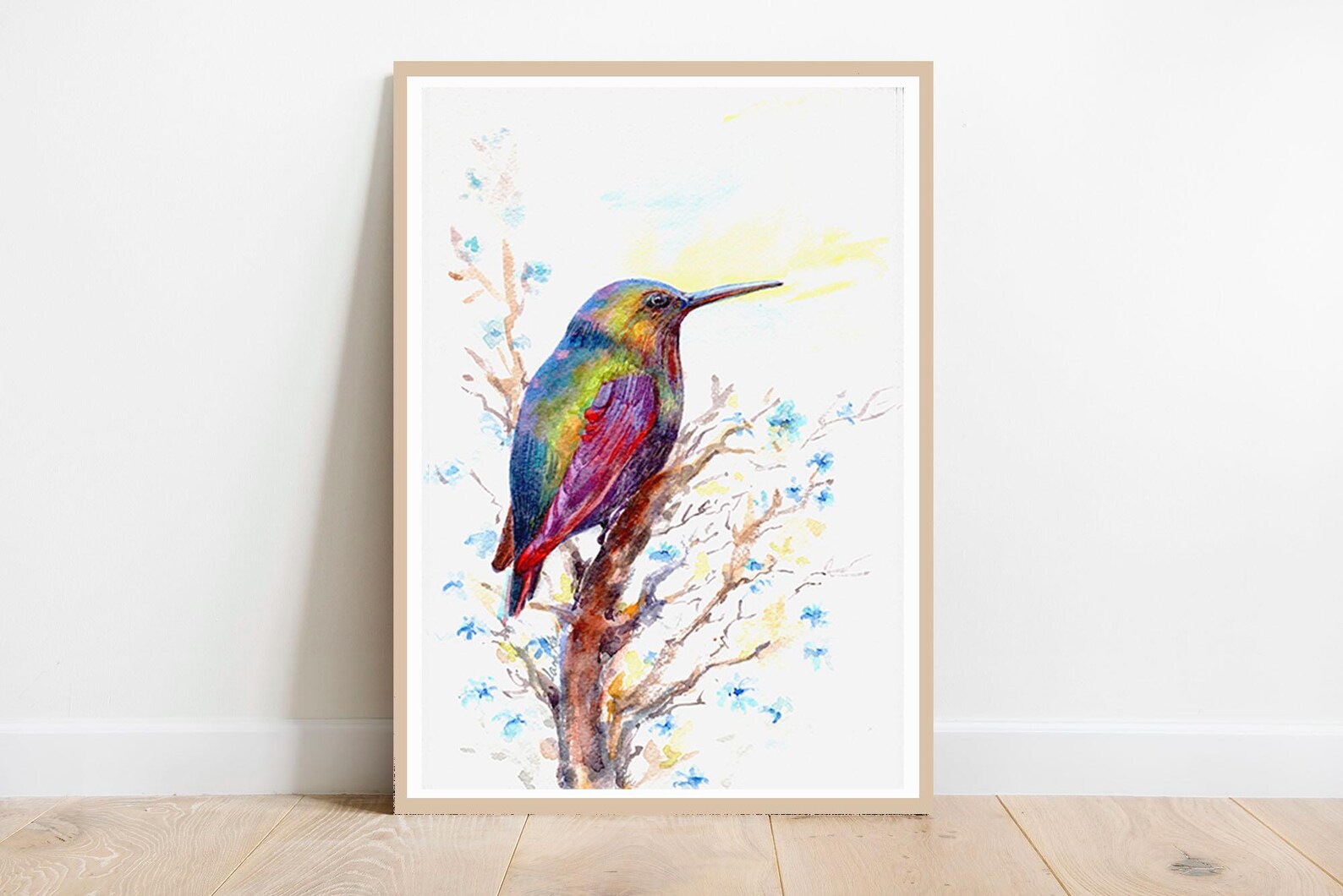 Bird Art Print Hummingbird Watercolor Painting Bird Wall Art Animal ...