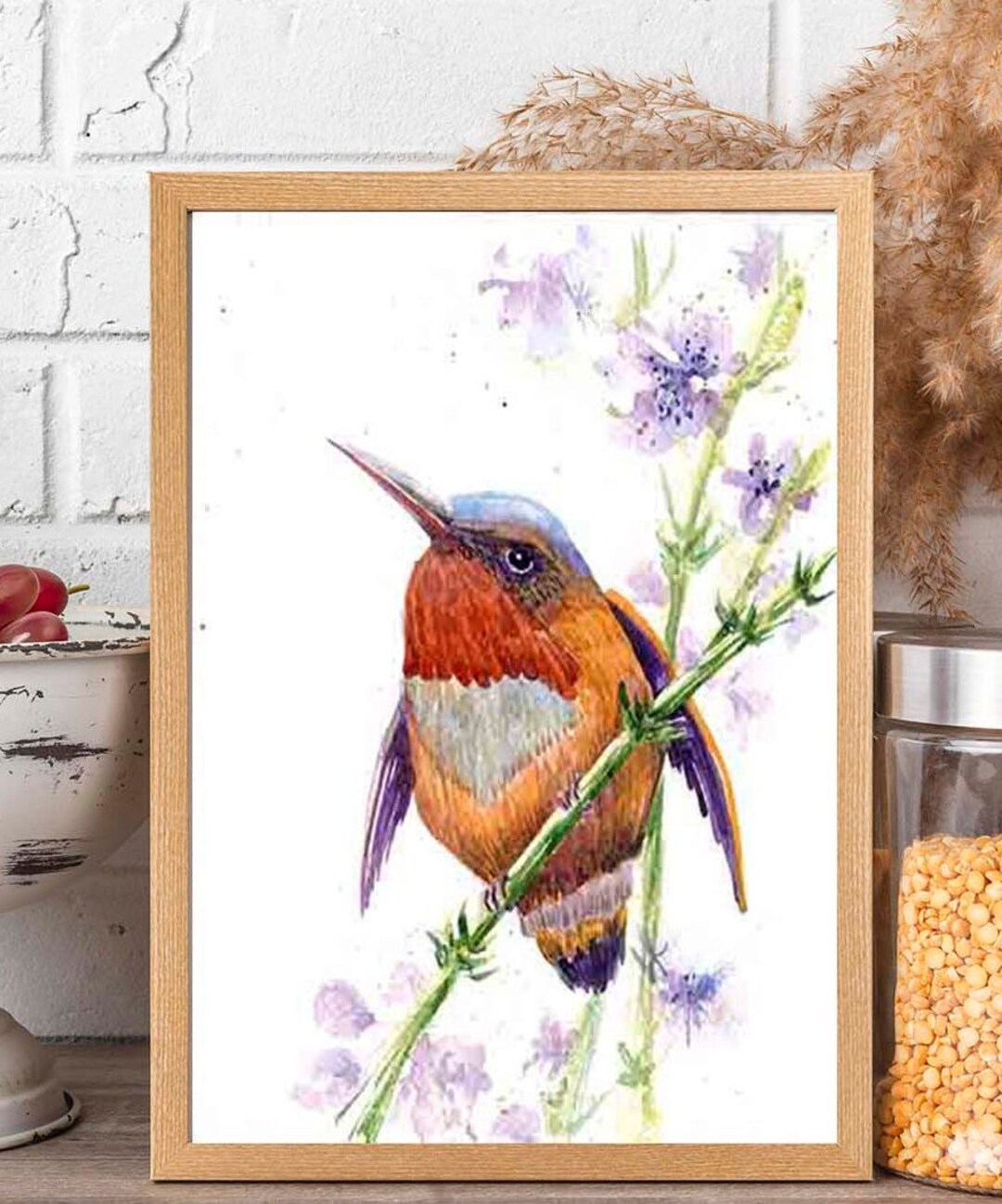 Hummingbird Print Bird Art Watercolor Bird Wall Art Illustration ...