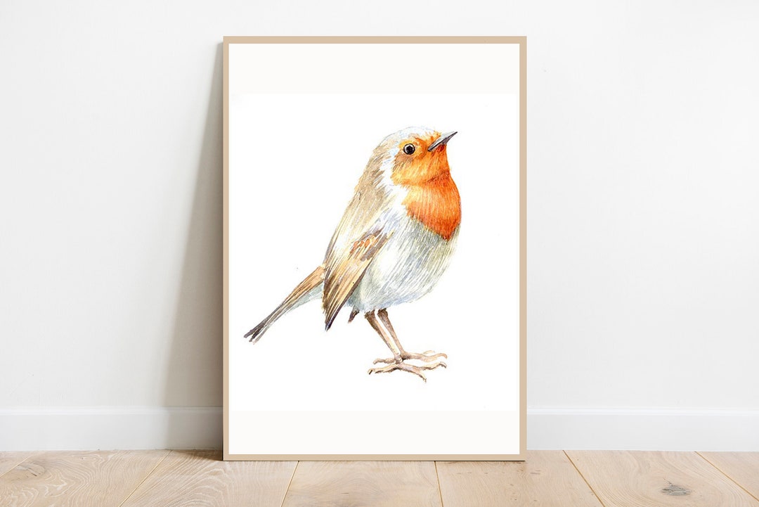 Red Robin PRINT, Bird Wall Art, Bird Watercolor Art Print, Bird Artwork ...