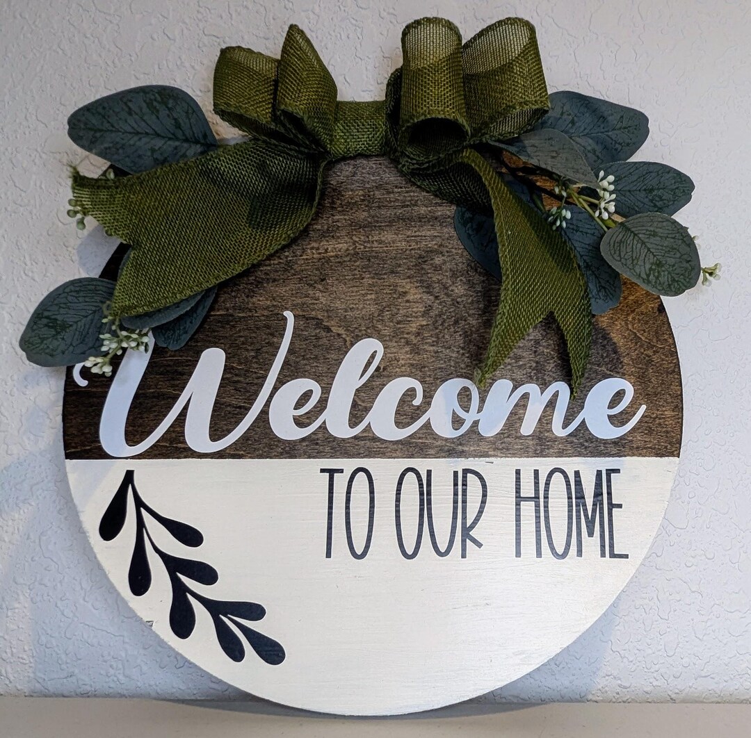 12" Round Welcome to Our Home Door Sign Decor - Etsy