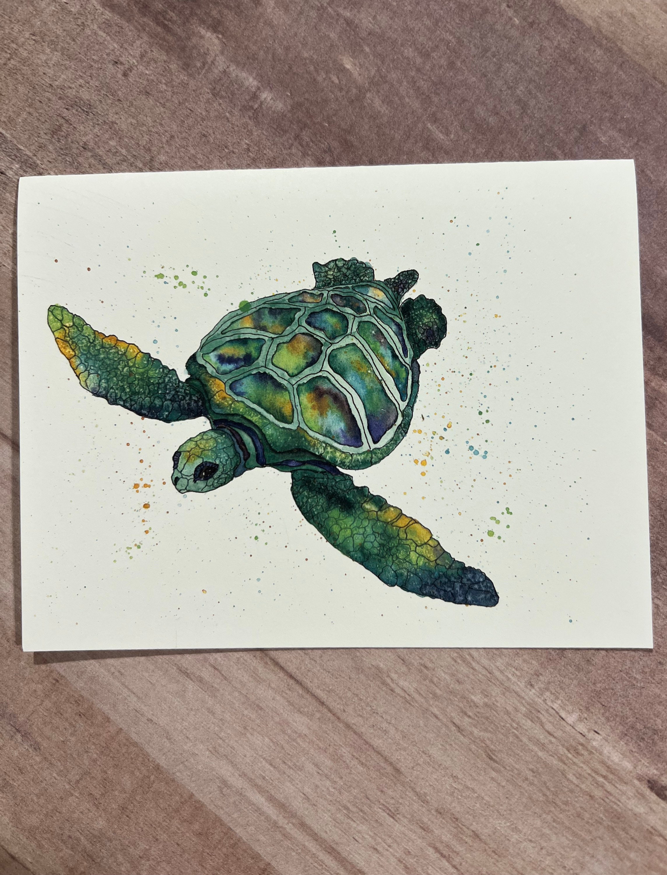Sea Turtle Watercolor Cards - Etsy