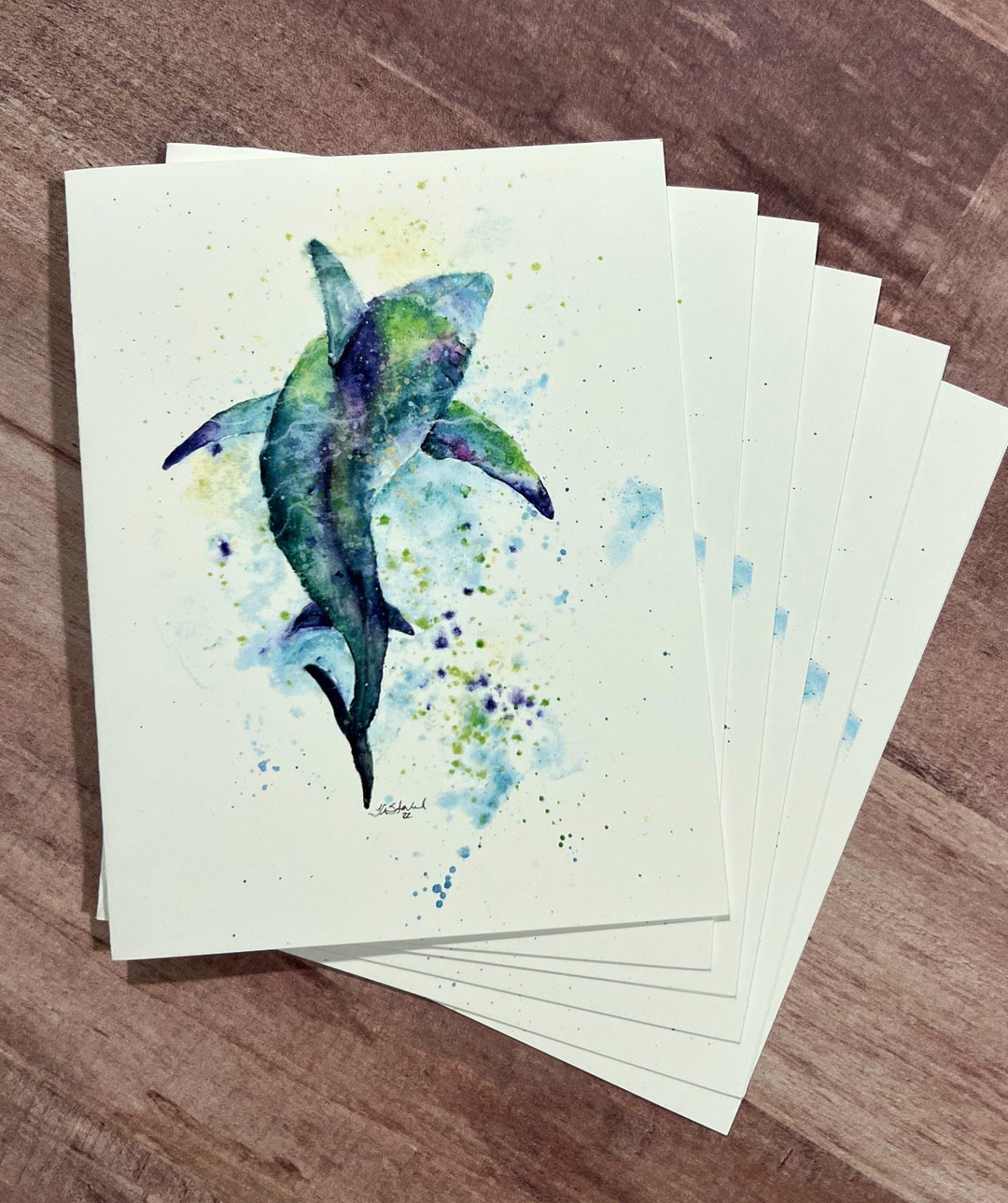 Shark Watercolor Cards - Etsy
