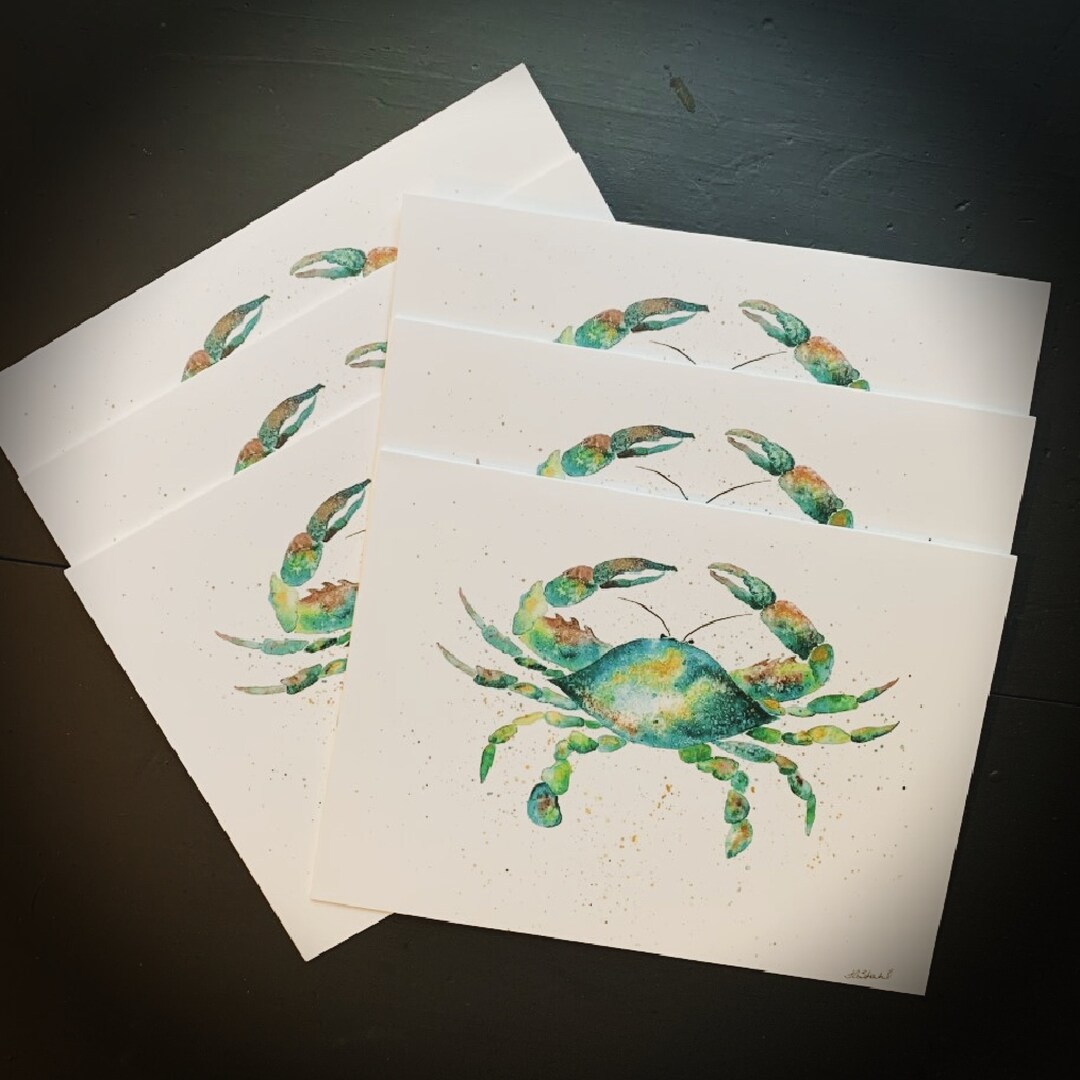 Blue Crab Note Cards - Etsy