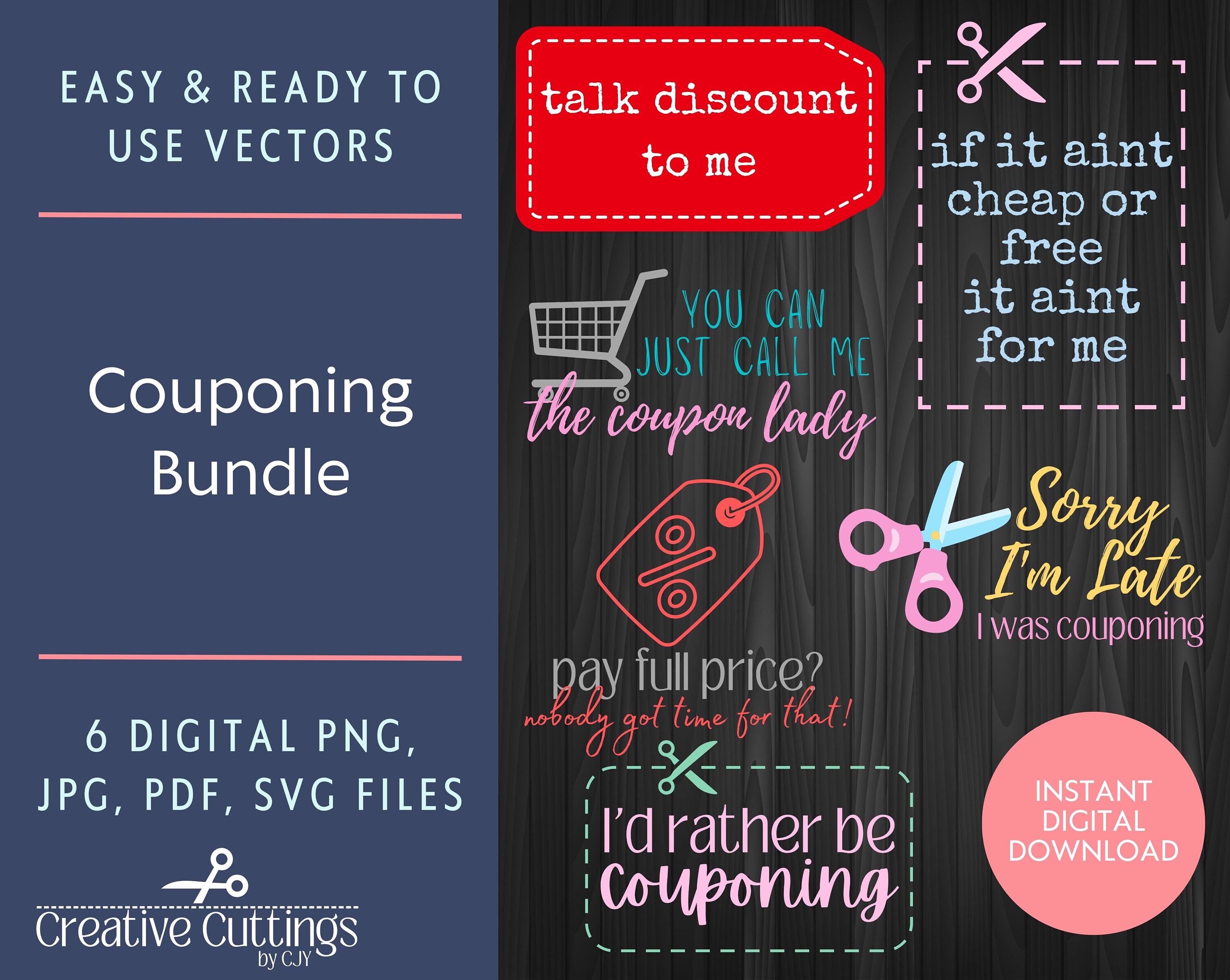 Couponing SVG Bundle Coupon Cricut Cut File Crazy Coupon Lady PNG ...