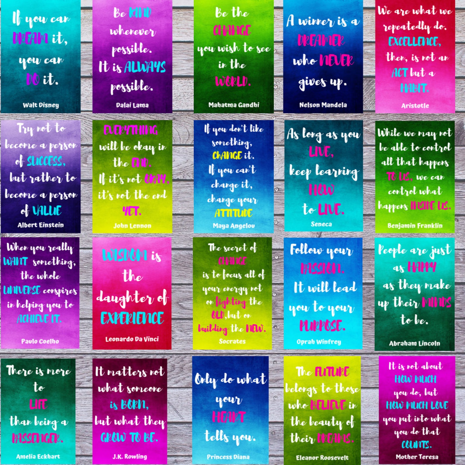 Famous Inspirational Quotes Bundle of 20, Inspiring Famous Quotes ...