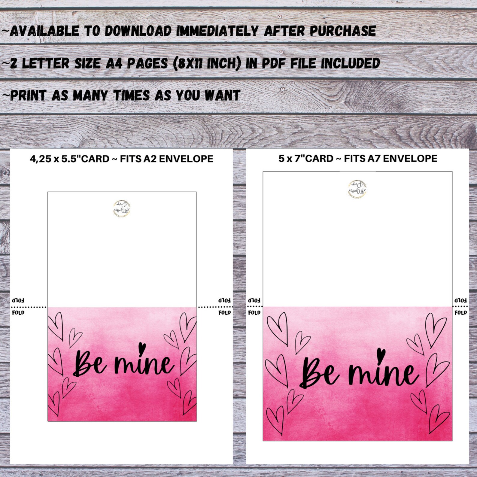 Happy Valentine's Day Printable Card, Instant Download PDF, Be Mine ...