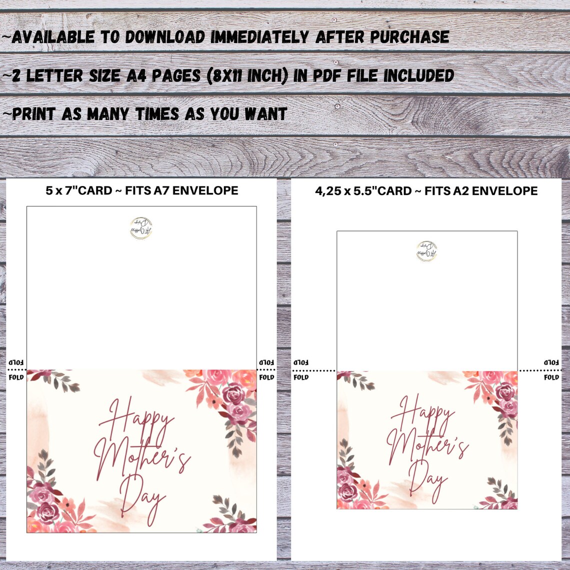 Happy Mother's Day Printable Card, Mother's Day Gift Card, I Love Mom ...