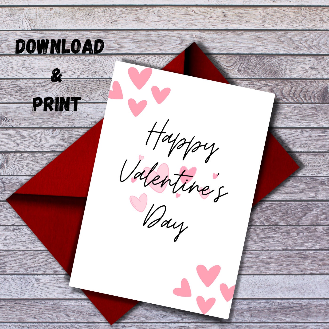 Happy Valentine's Day Printable Card, Instant Download PDF, Digital ...
