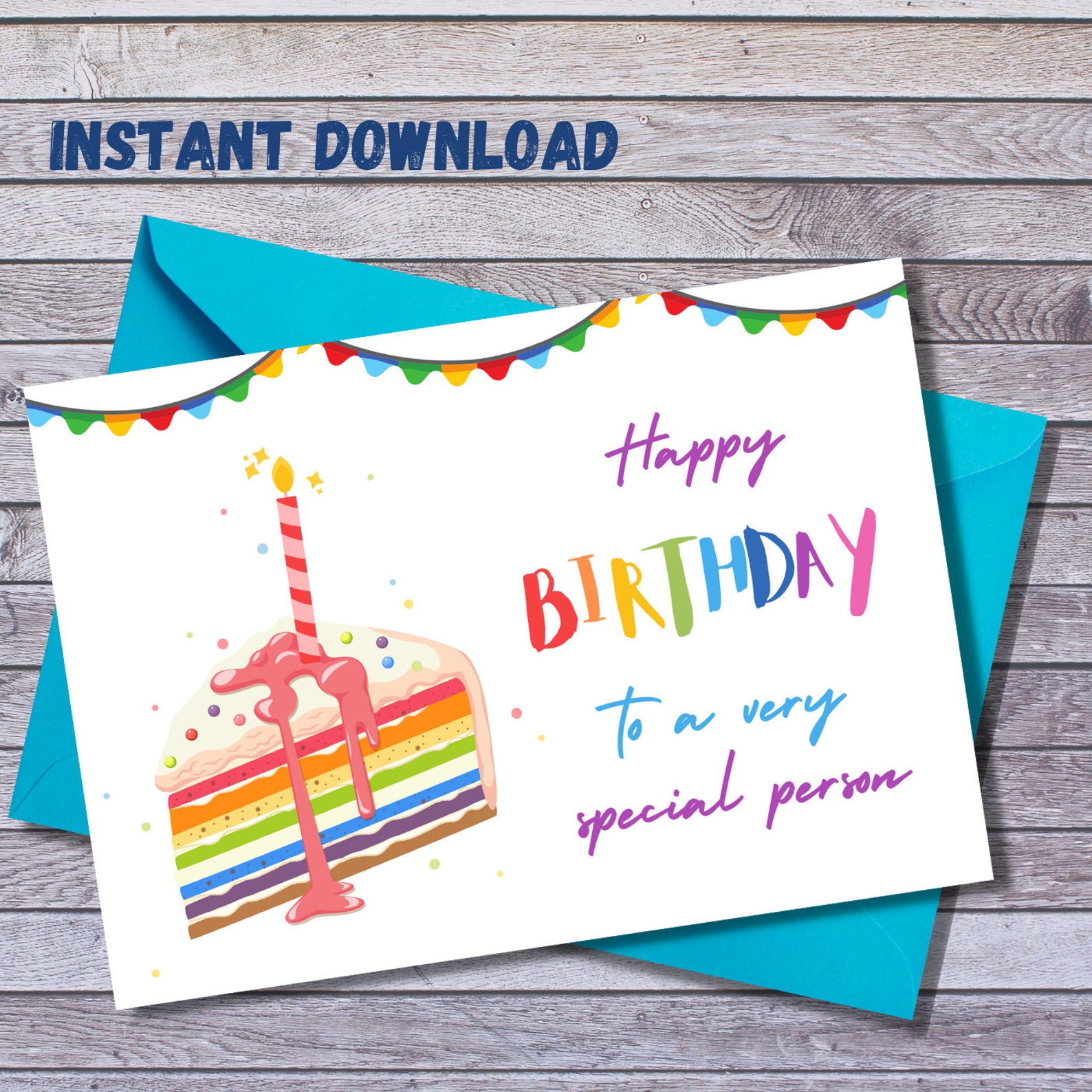 Happy Birthday Printable Card, Instant Download PDF, Happy Birthday ...