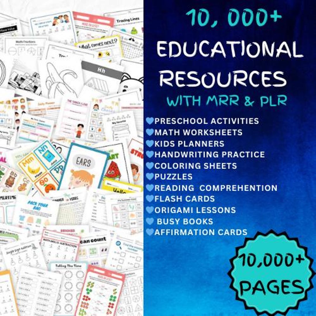 10,000+ Kids Educational Worksheets & Activities | MRR PLR Bundle for ...