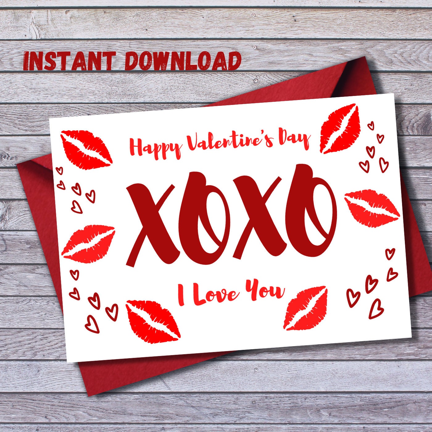 Happy Valentine's Day Printable Card, I Love You Printable Card ...