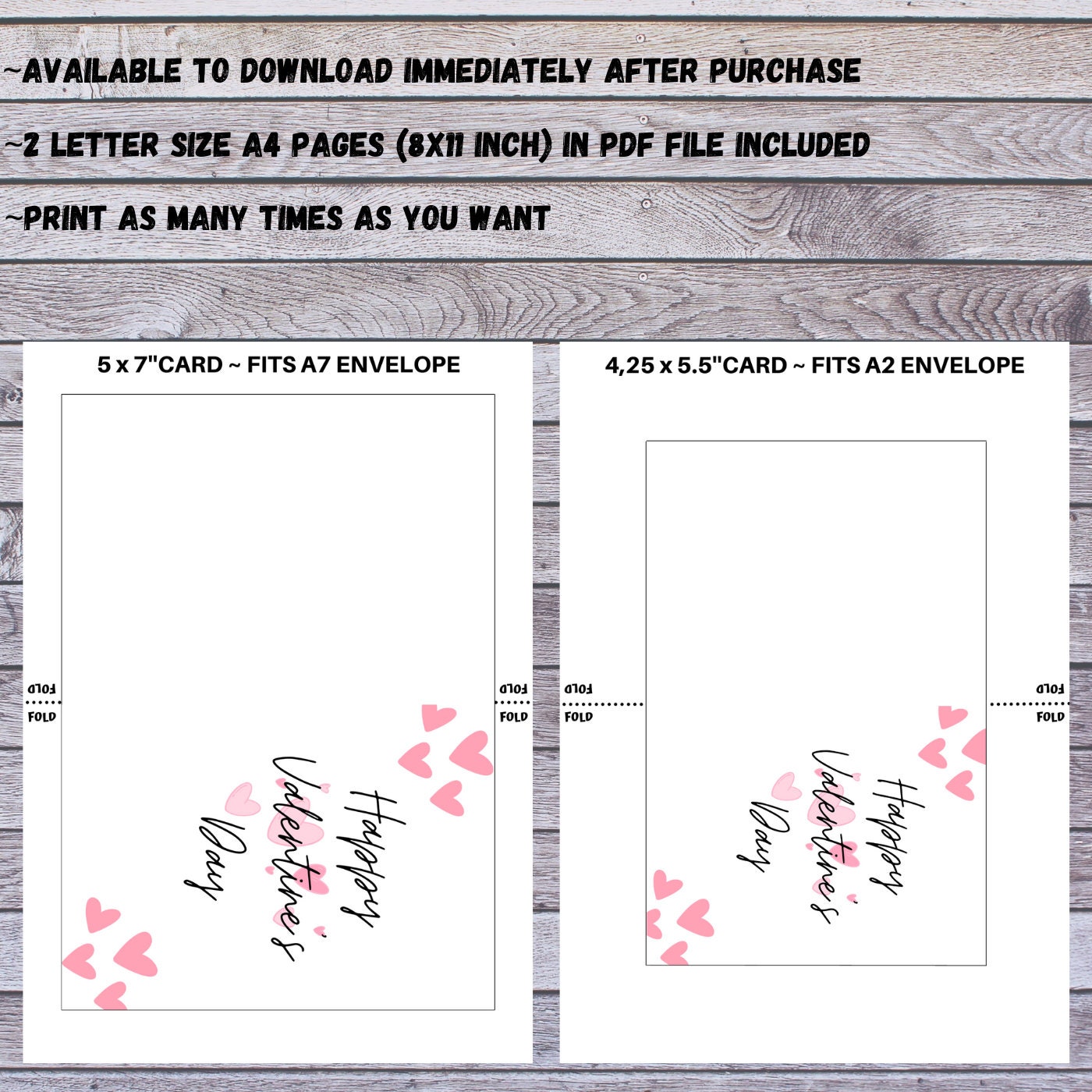 Happy Valentine's Day Printable Card, Instant Download PDF, Digital ...