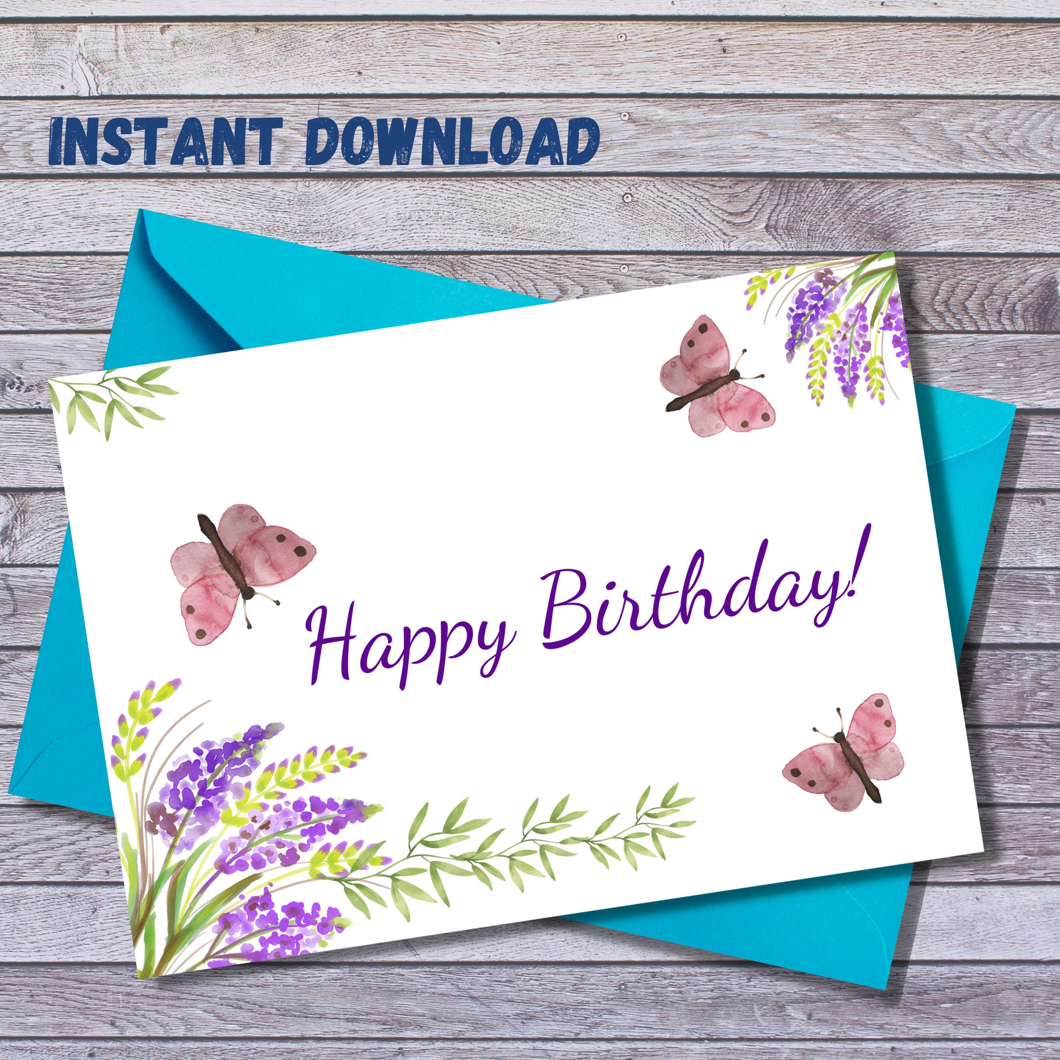 Happy Birthday Printable Card, Instant Download PDF, Happy Birthday ...