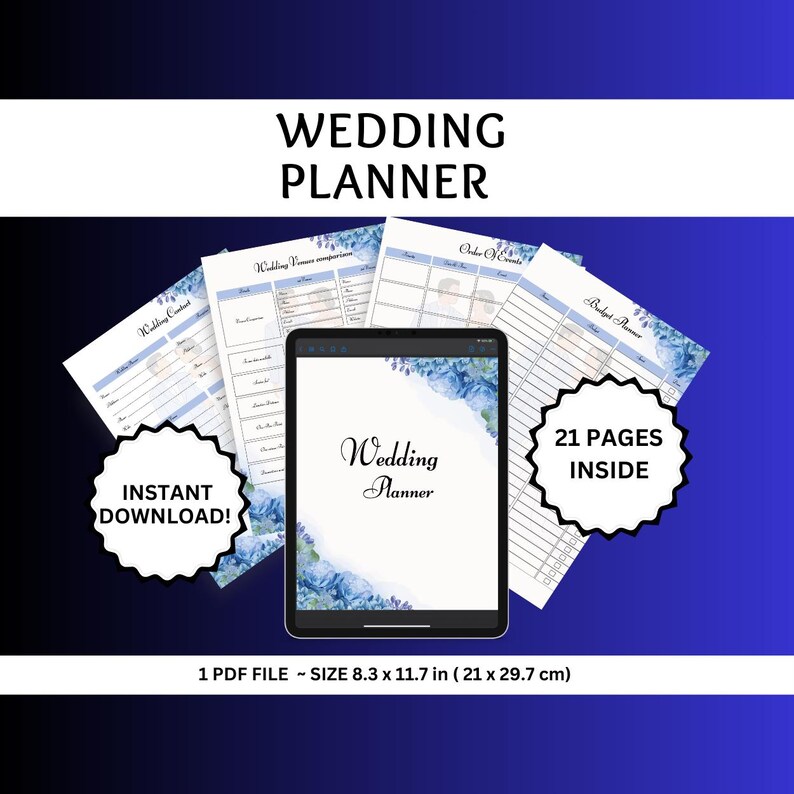 WEDDING PLANNER Pack, Digital Printable Wedding Planners and Trackers ...