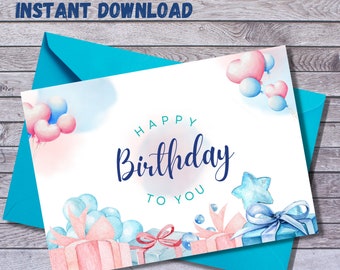 Happy Birthday Printable Card / Instant Download PDF / Birthday Card ...