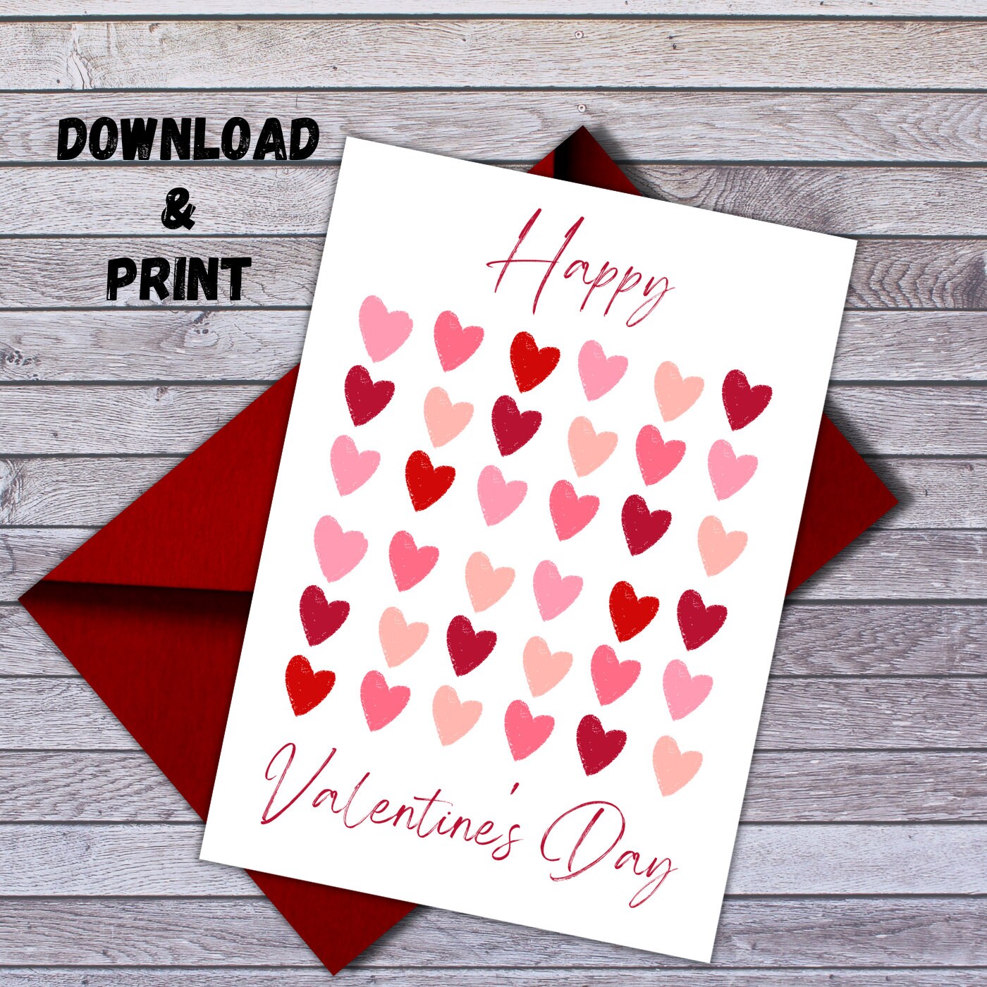 Happy Valentine's Day Printable Card, Instant Download PDF, Digital ...