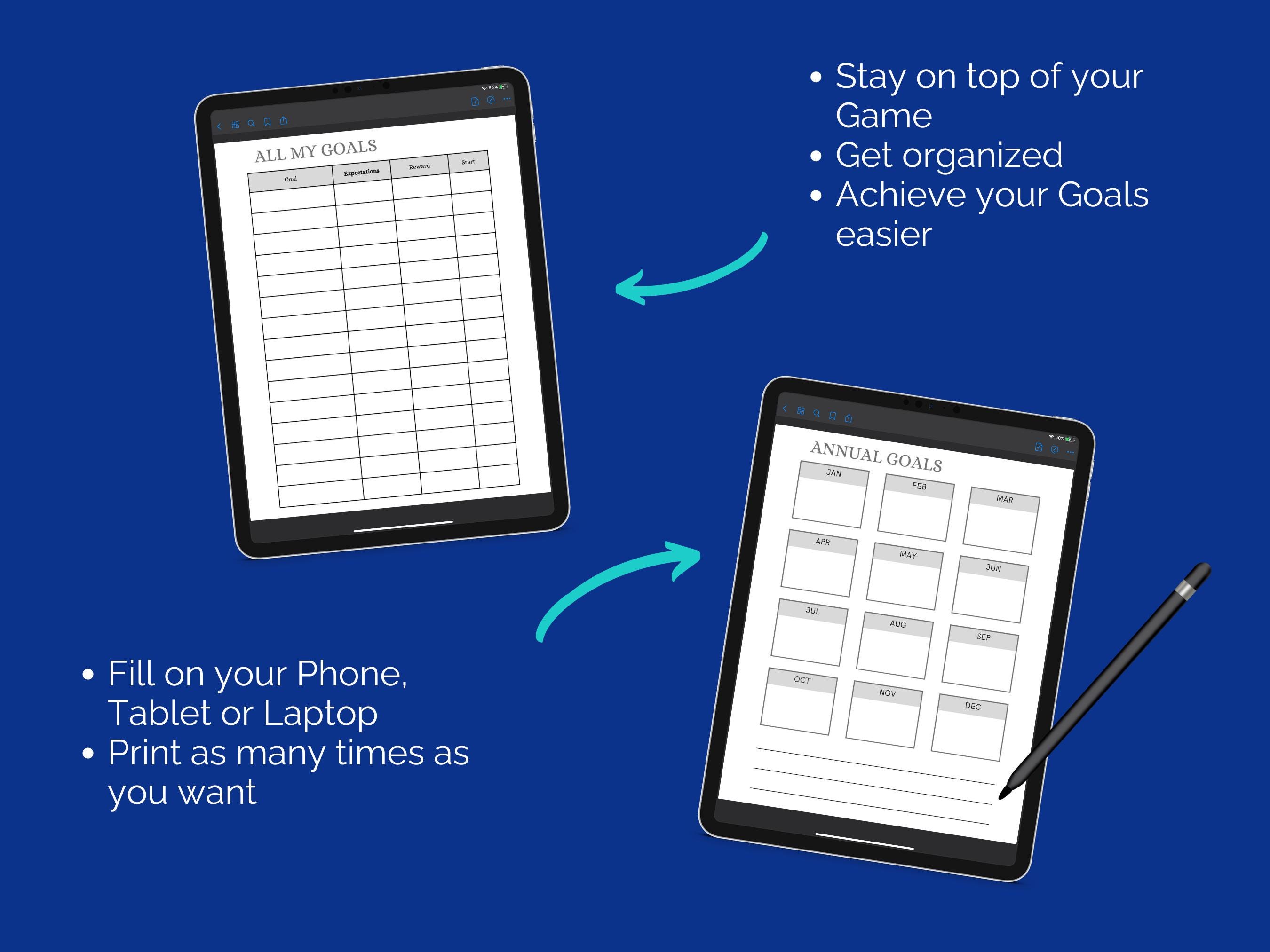 GOAL PLANNERS BUNDLE, Instant Download, Printable Pdf, Digital Planners ...