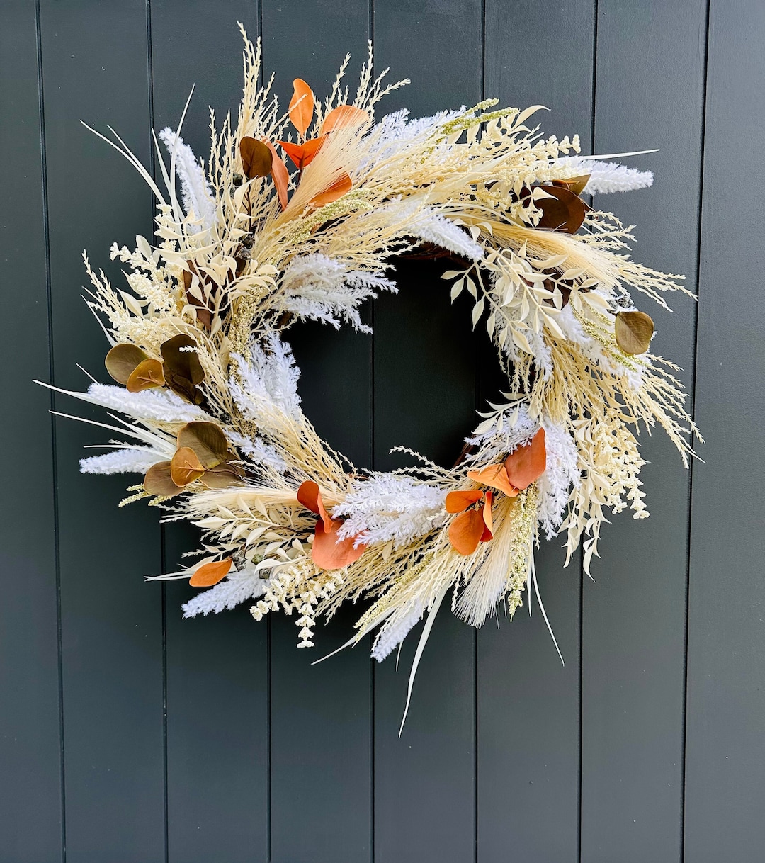 Boho Fall Wreath, Neutral Fall Wreath, White Fall Wreath, Pampas Fall ...
