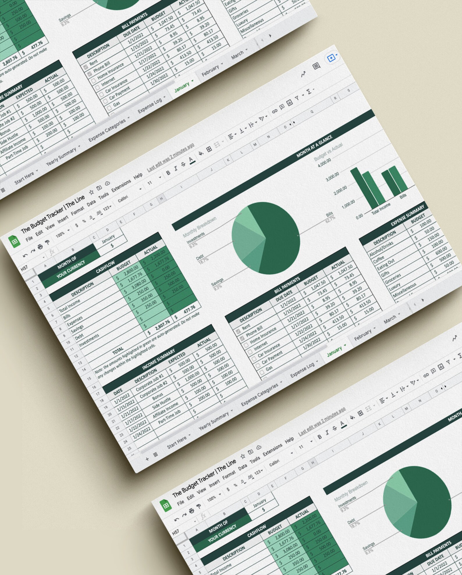 Minimalist Monthly Budget Finance Tracker Planner for Google Sheets ...
